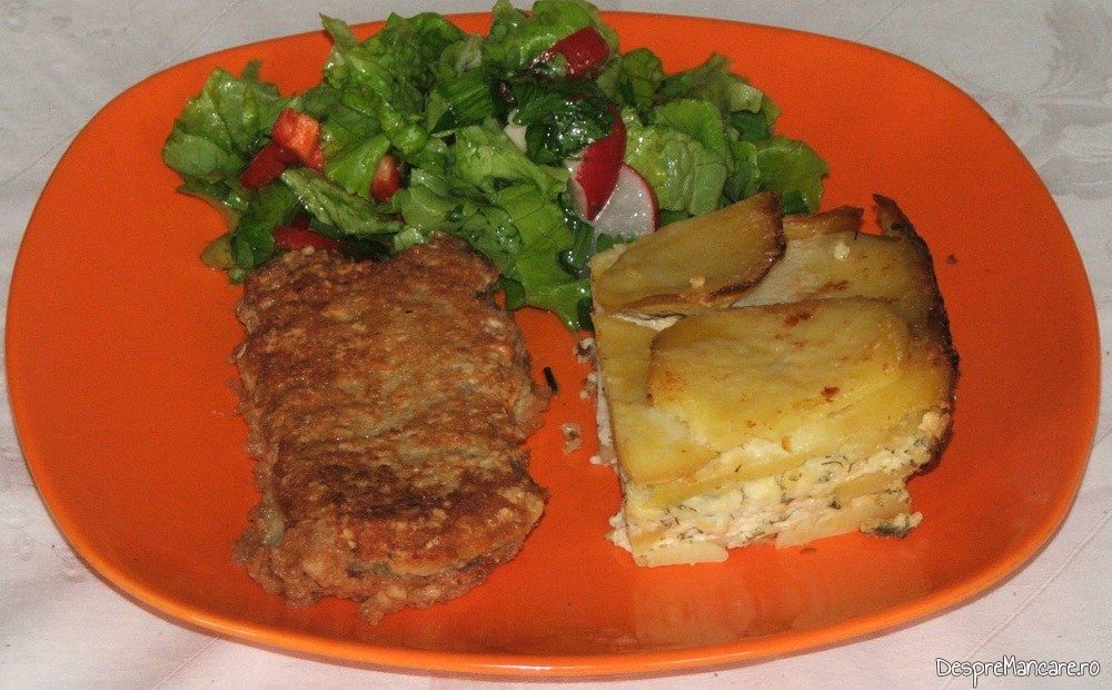 Pane' din limba de vaca cu cartofi gratinati